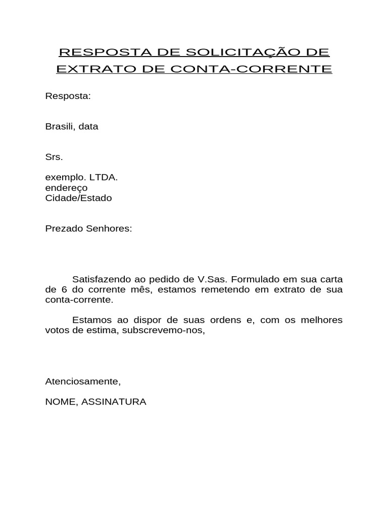 Resposta de Solicitacao de Extrato de Conta | PDF