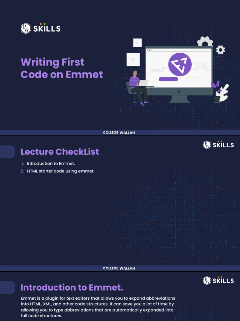 Writing First Code on Emmet | PDF