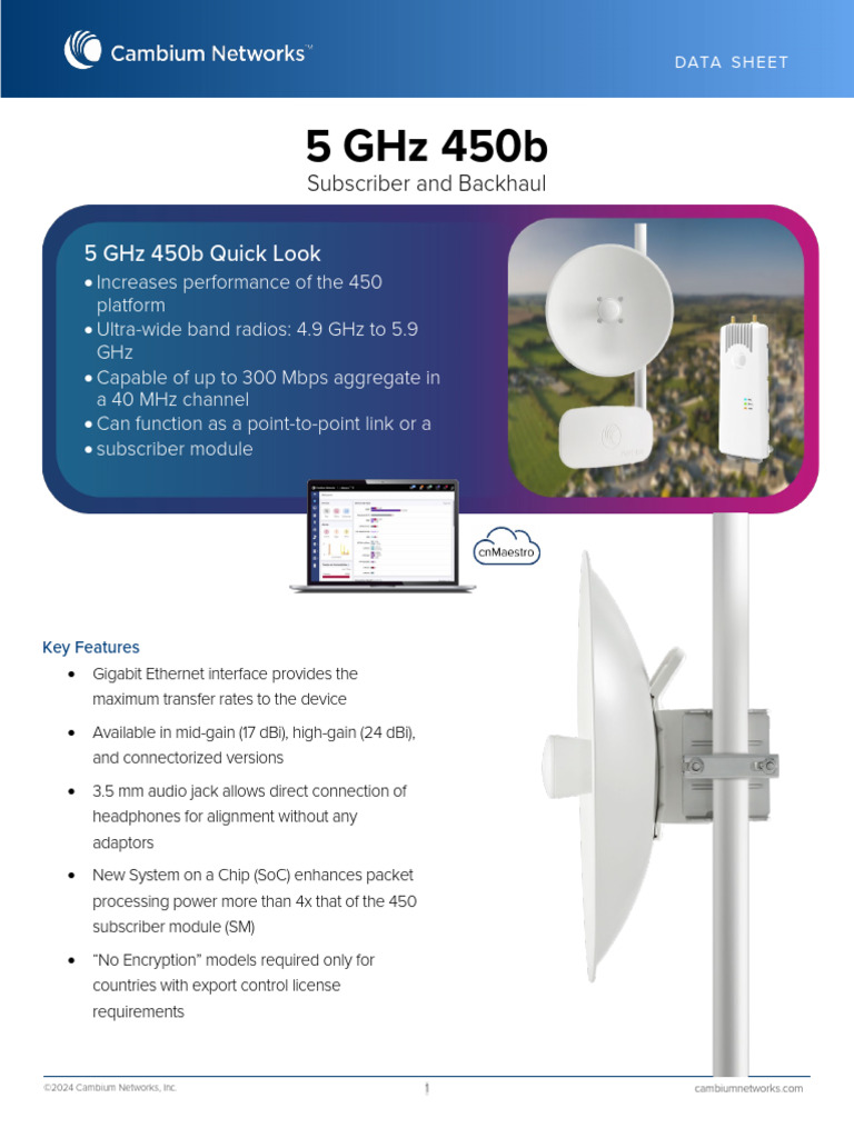 Cambium Networks Data Sheet 5GHz 450b | PDF | I Pv6 | Radio