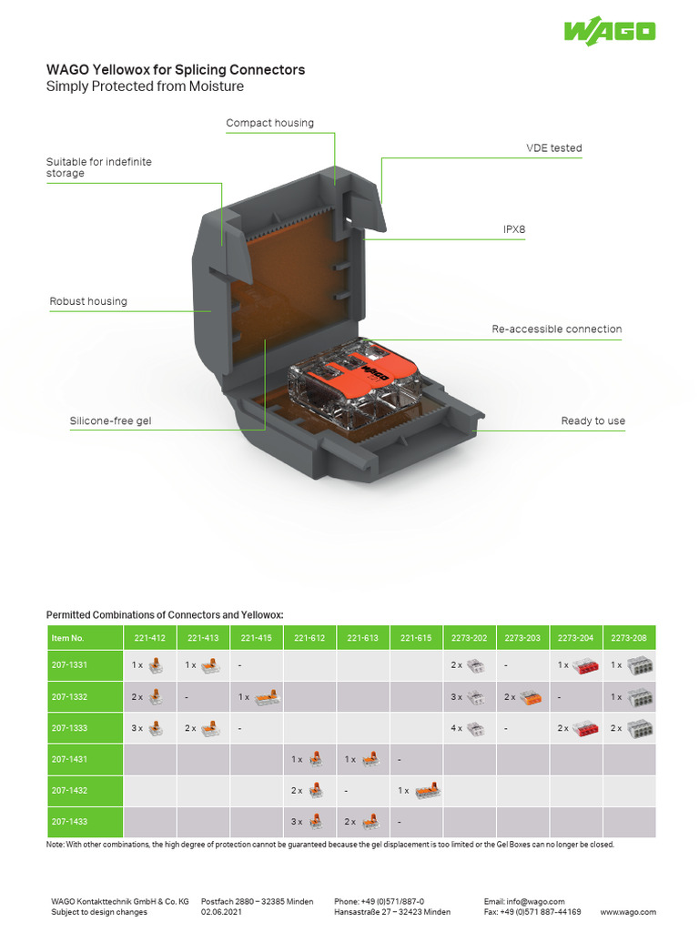 WAGO Gelbox Connector Specifications | PDF