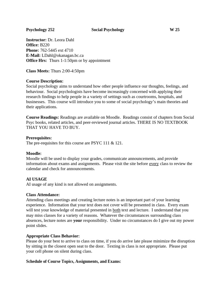 Course Outline Revised | PDF | Social Psychology | Psychology