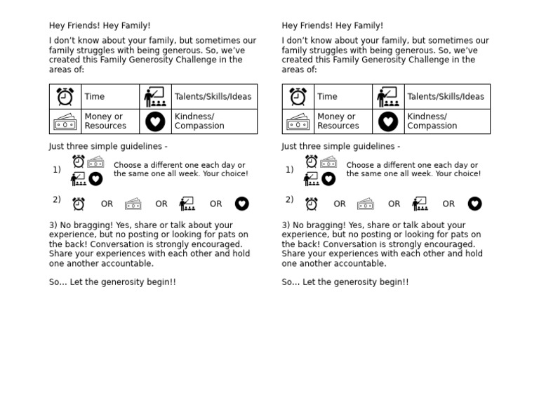Family Generosity Challenge Letter | PDF