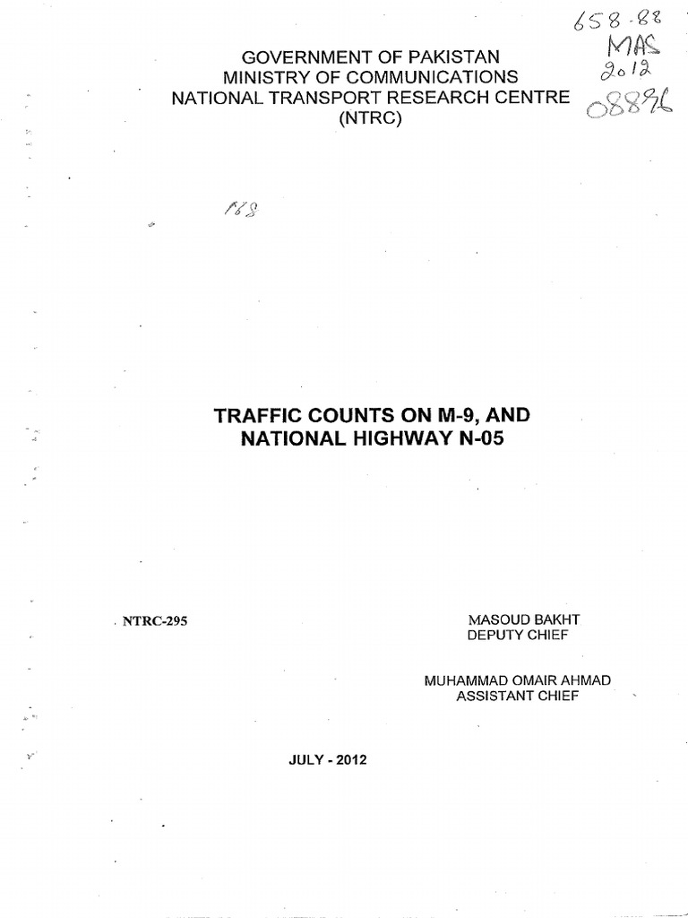 Traffic Counts On M-9, and National Highway N-05 (NTRC-297) (July, 2012) | PDF