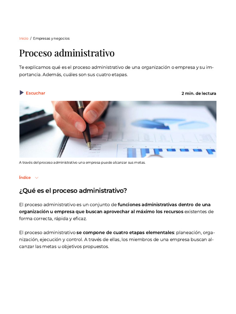 Proceso administrativo - Qué es, etapas, importancia | PDF | Planificación | Business