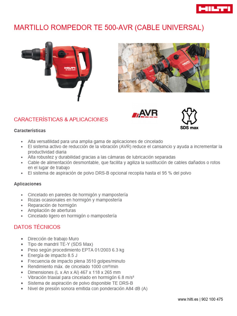 FT Rompedor Te 500-Avr Hilti | PDF
