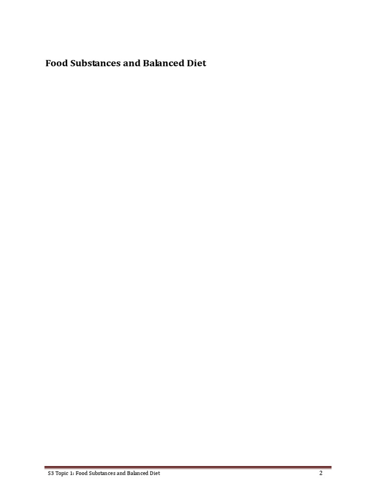 s3 Topic 1 Food Substances & Balanced Diet | PDF | Foods | Food Energy