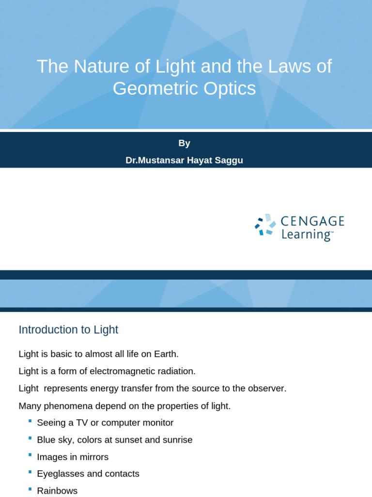 Lecture 7 Light and Optics | PDF | Light | Refraction