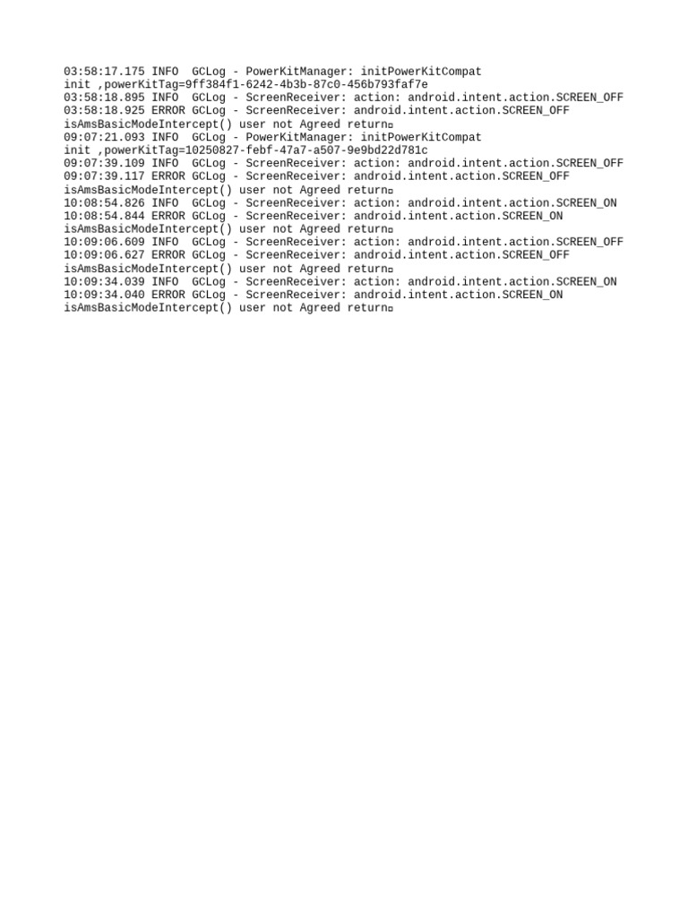 Android Screen Receiver Errors Log | PDF