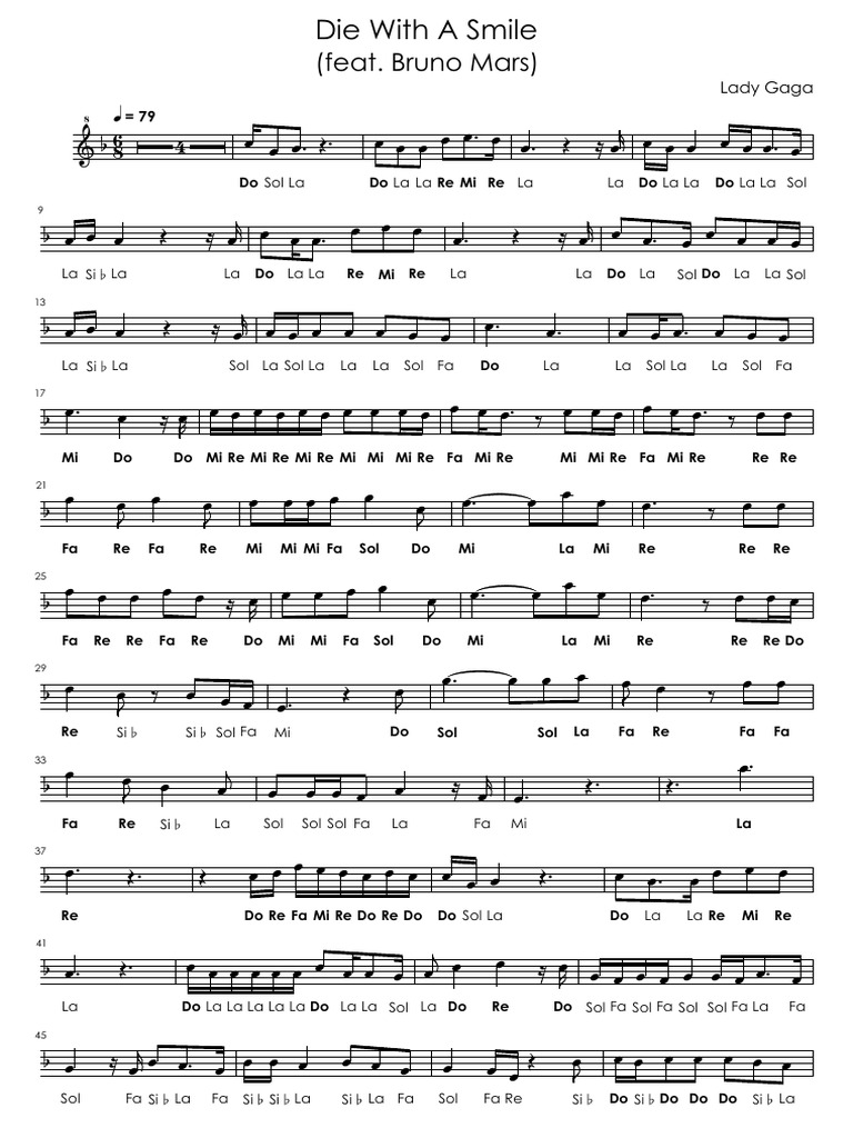 Die With A Smile - Partitura | PDF