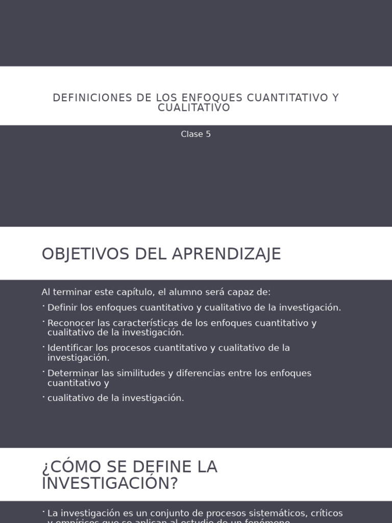 Definiciones de Los Enfoques Cuantitativo y Cualitativo | PDF | Investigación cuantitativa ...