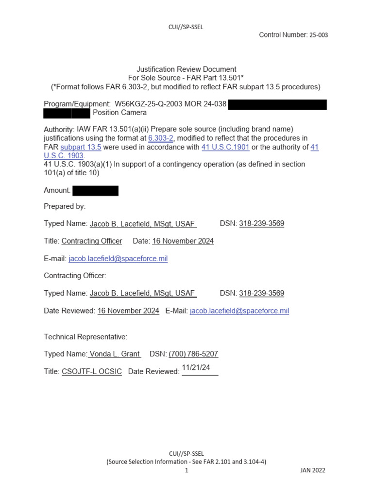 Sole Source Justification for Camera System | PDF