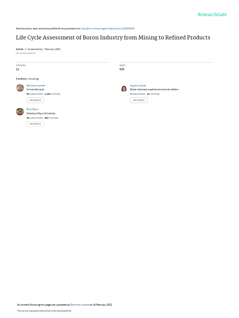 Life Cycle Assessment of Boron | PDF | Life Cycle Assessment | Boron