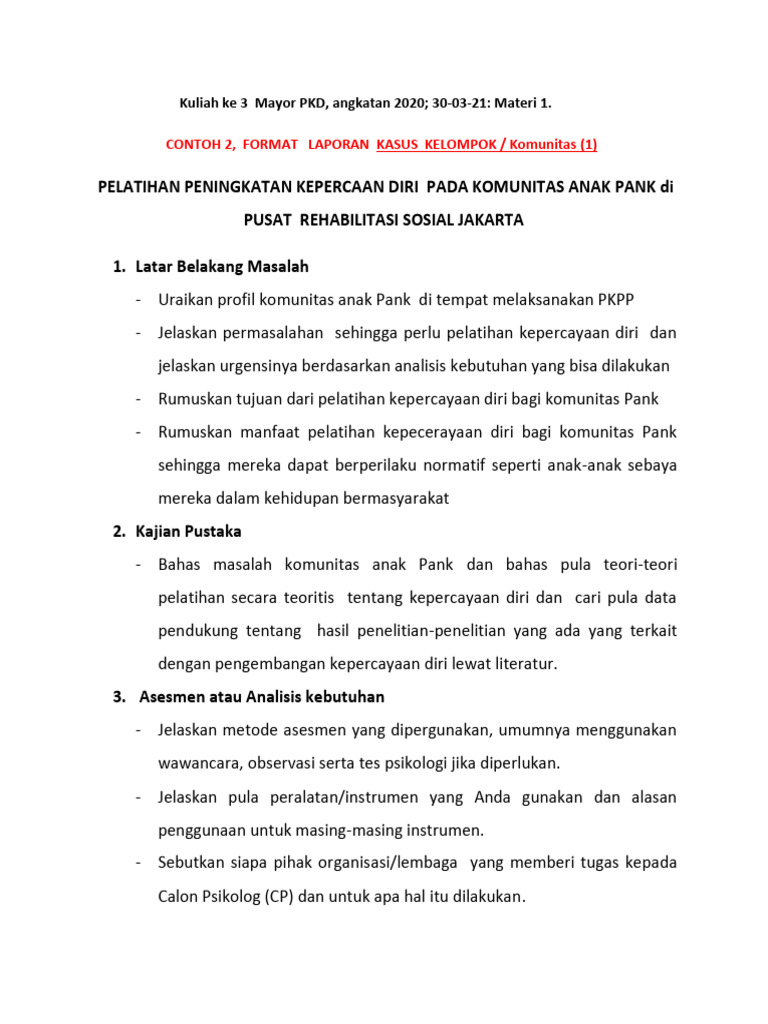 Format Kelompok Dan Contoh Kasus kelompok-KOMUNITAS | PDF