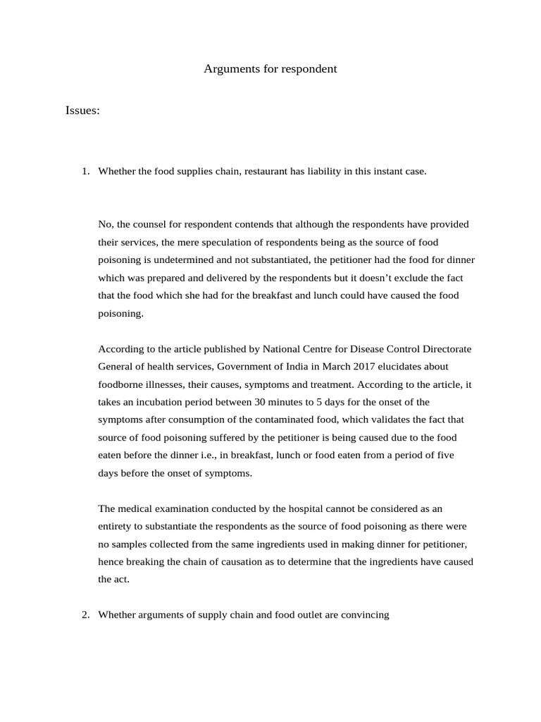 Arguments For Respondent | PDF | Foodborne Illness | Foods