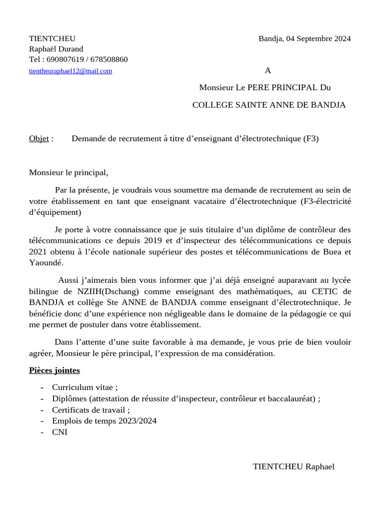 Demande D'emploi | PDF