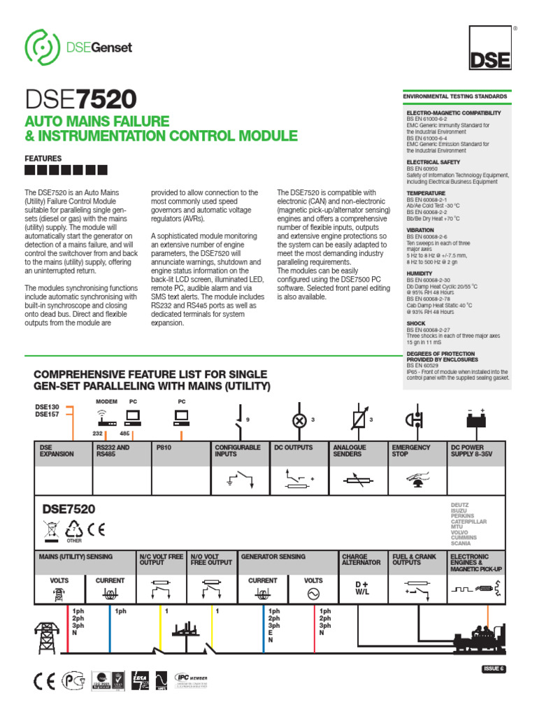 dse7520-data-sheet-us | PDF | Mains Electricity | Alternating Current dse7520-data-sheet-us | PDF | Mains Electricity | Alternating Current
