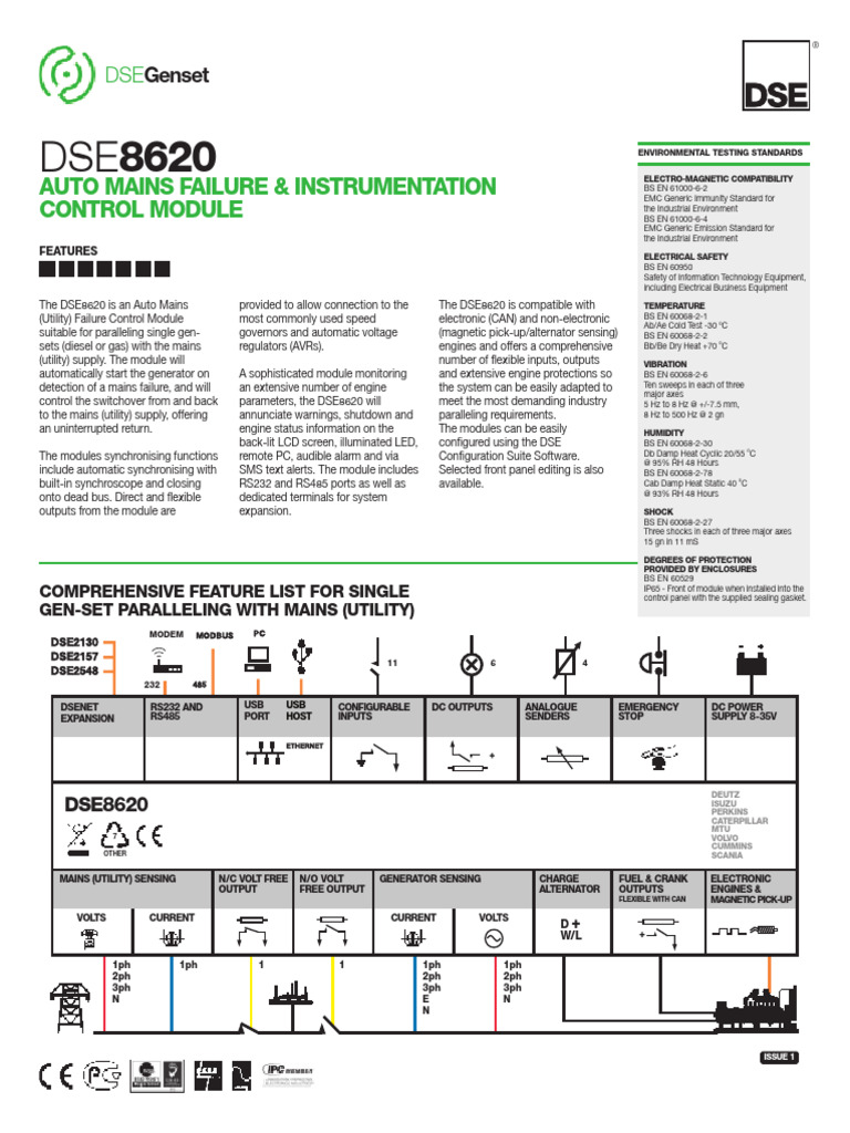 Dse8620 Data Sheet Us | PDF | Mains Electricity | Alternating Current