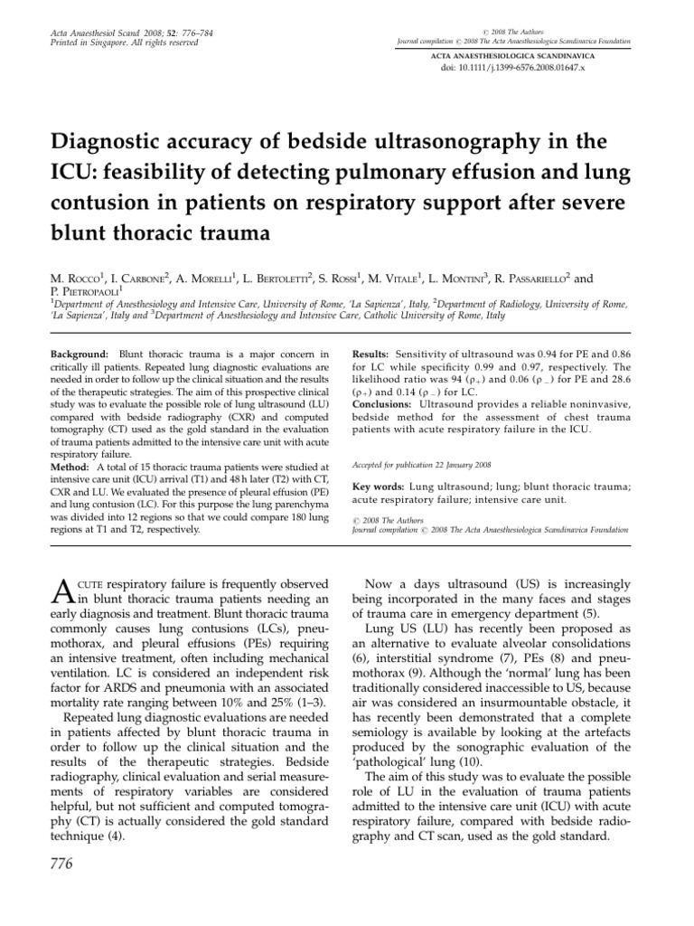 Acta Anaesthesiol Scand - 2008 - ROCCO - Diagnostic Accuracy of Bedside ...