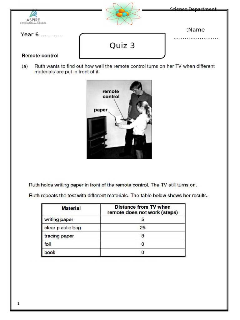 Y6- Quiz 3 | PDF