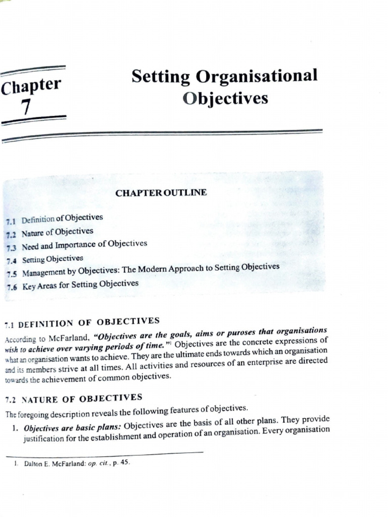 Ch-7 Setting Organisational Objectives | PDF | Goal | Goal Setting