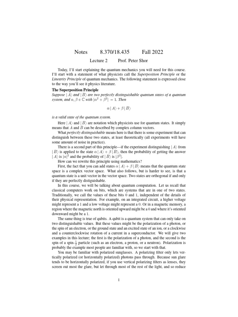Lecture 02 | PDF | Spin (Physics) | Matrix (Mathematics) Lecture 02 | PDF | Spin (Physics) | Matrix (Mathematics)