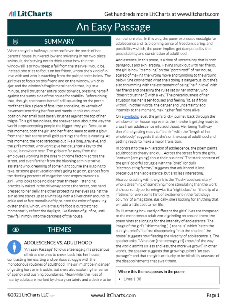 An Easy Passage Julia Copus | PDF | Adolescence | Poetry