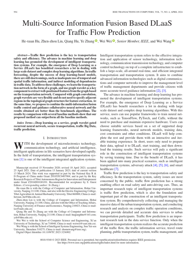 Multi-Source Information Fusion Based DLaaS For Traffic Flow Prediction ...
