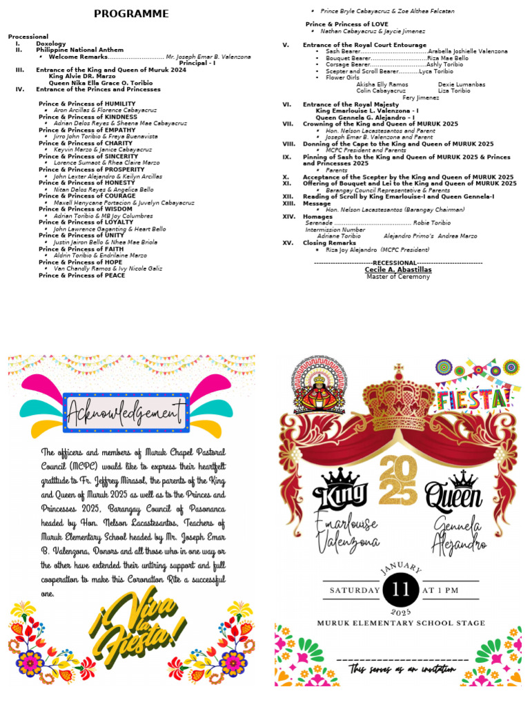 Muruk 2025 King and Queen Ceremony | PDF