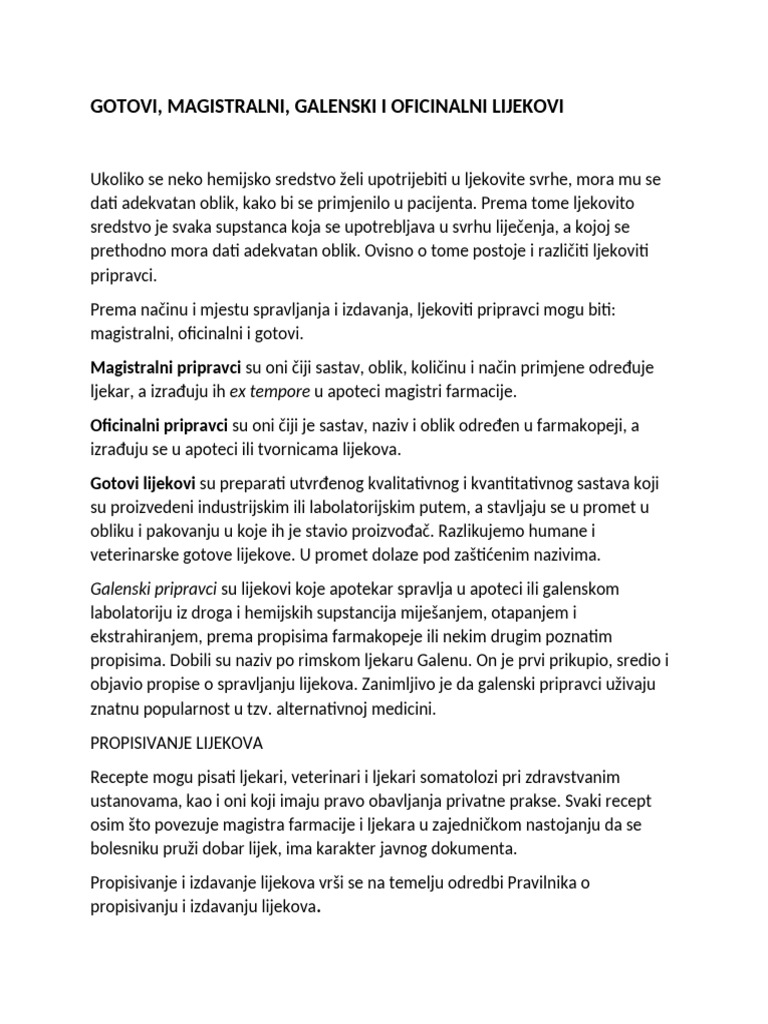 Gotovi, Mag., Offic., Galenski Lijekovi-1 | PDF