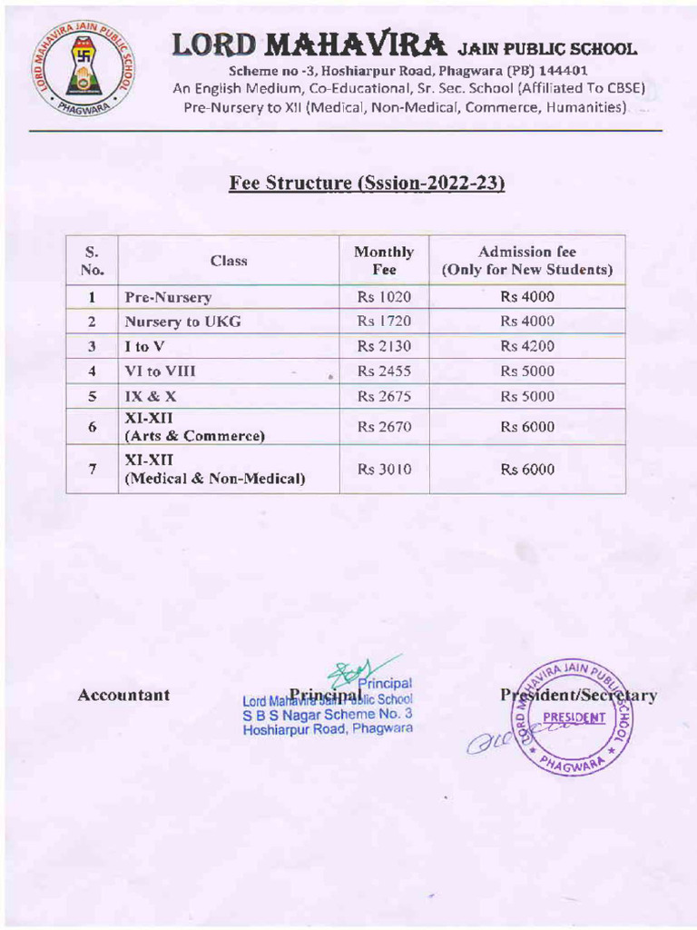 Fee Structure | PDF