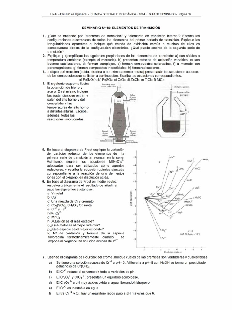 Seminario #15 - Elementos de TRansición | PDF | Cromo | Metales de transición