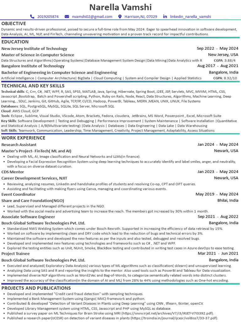 Narella Vamshi Resume May2024 PDF | PDF | Machine Learning | Artificial Intelligence