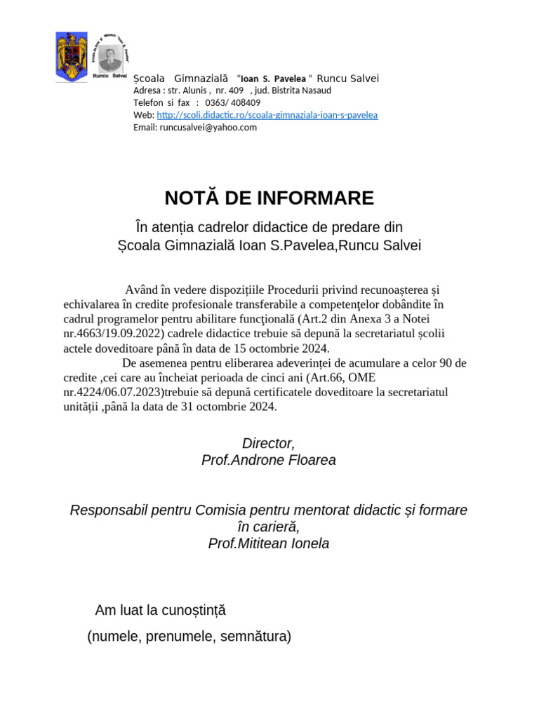 Nota de Informare-Mentorat | PDF