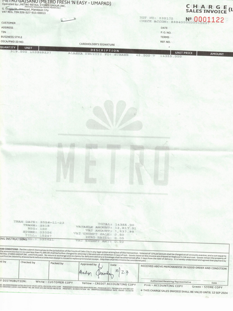 Charge Invoice | PDF