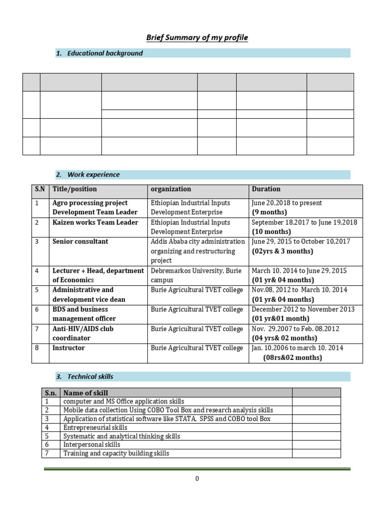 Updated CV | PDF | Ethiopia