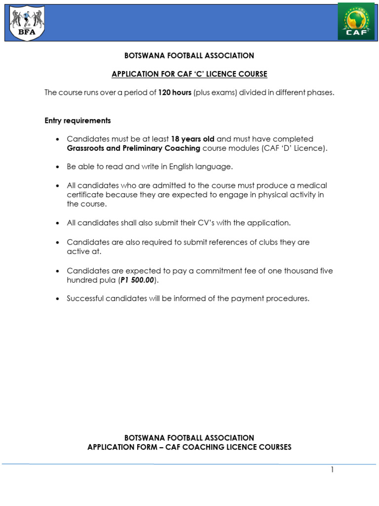 APPLICATION FORM CAF C Licence | PDF