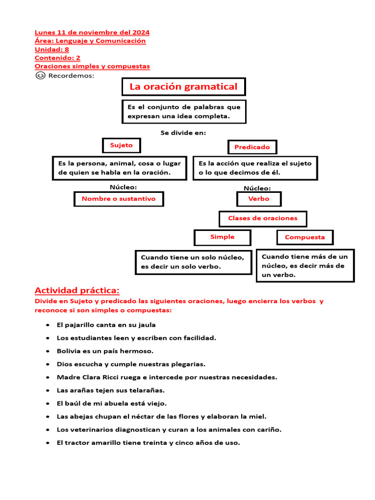 Oraciones Simples y Compuestas | PDF