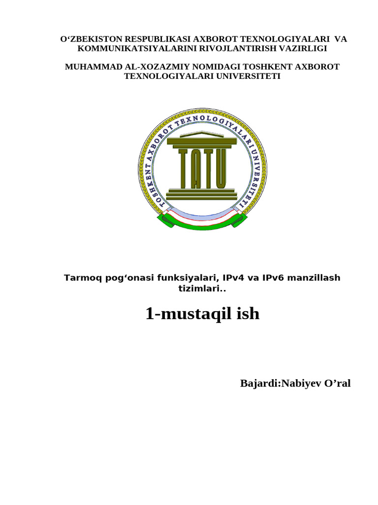 Mustaqil Ish 1-2 | PDF