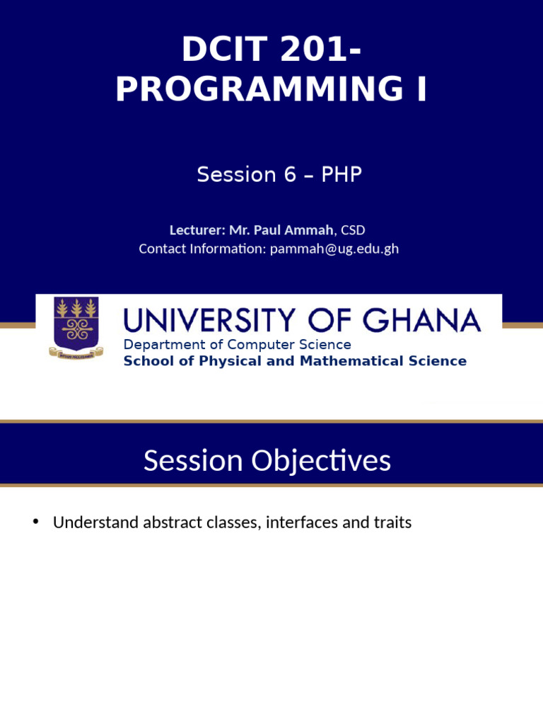 Session 6 - PHP | PDF | Class (Computer Programming) | Method (Computer Programming)