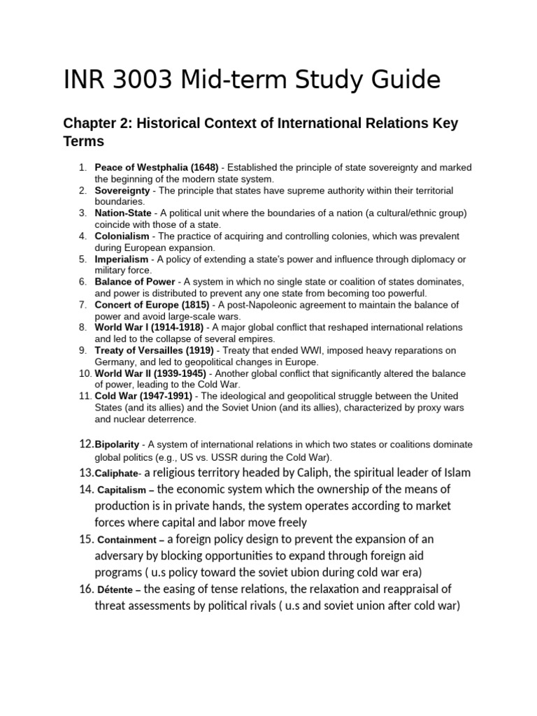 International Relations Study Guide | PDF | International Relations ...