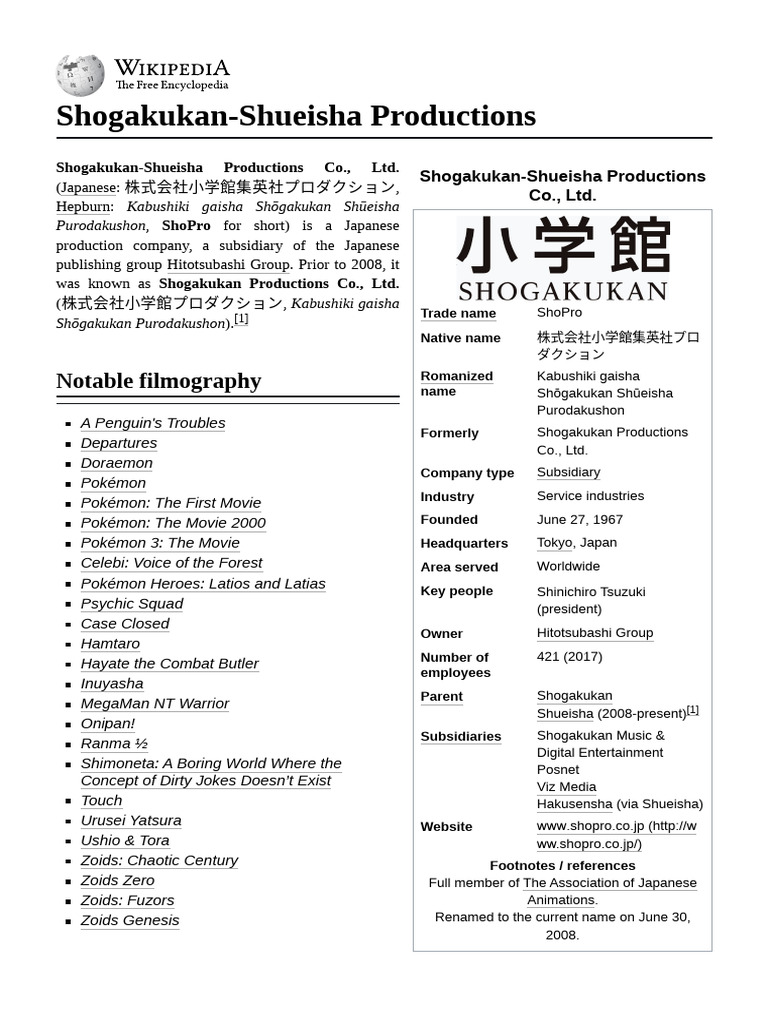Shogakukan-Shueisha Productions Overview | PDF | Anime | Comic Book ...
