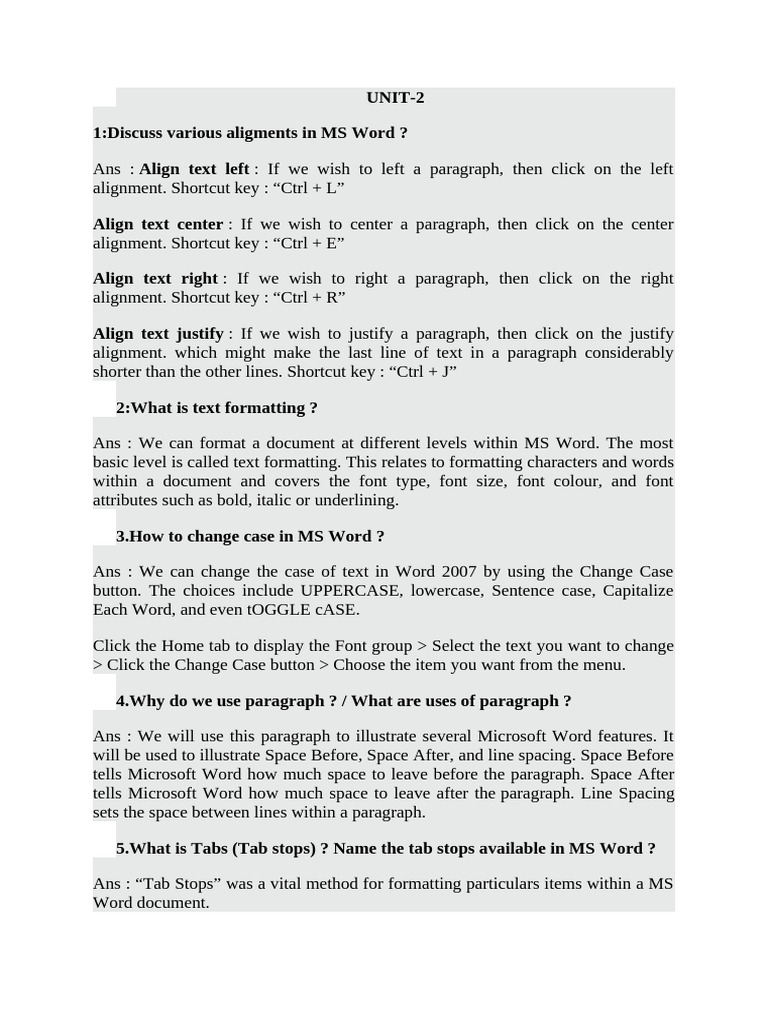 UNIT-2 MS OFFICE | PDF | Microsoft Word | Software