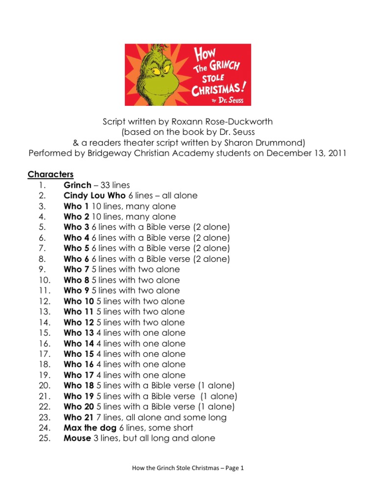 Grinch Script | PDF | Christmas