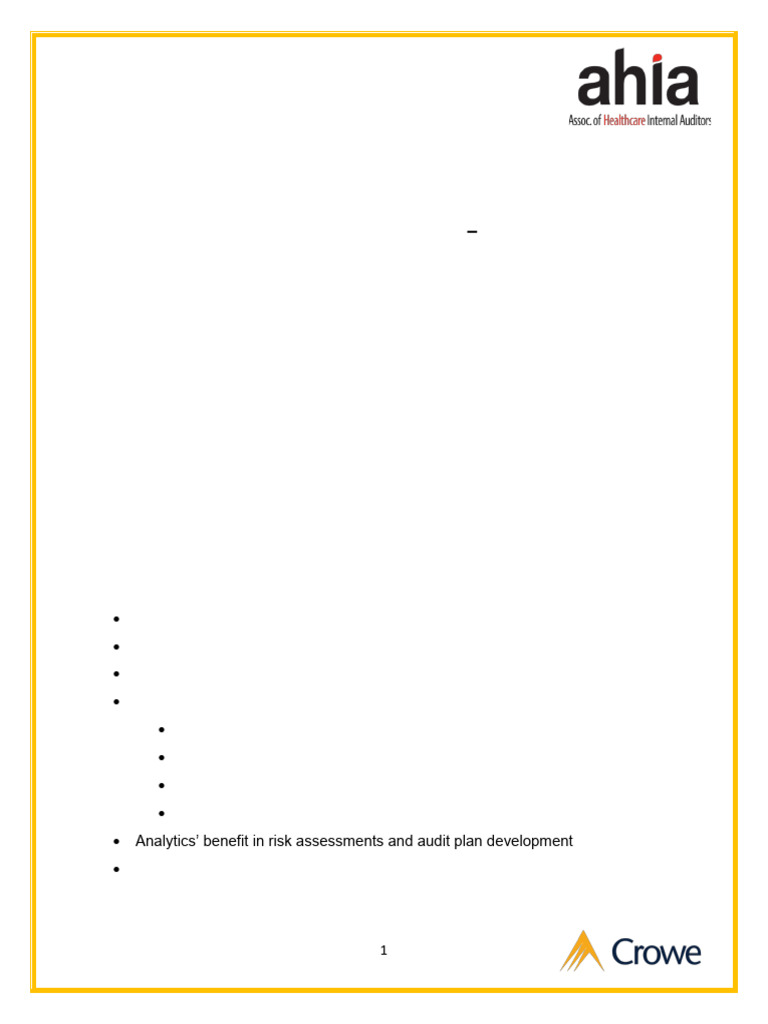 AHIA - WhitePaper - Analytics - AHIA Edits Formatted 2 24 22 DS - 1 ...