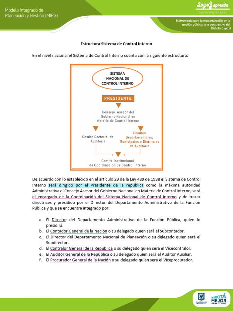 Estructura del Sistema de Control Interno | PDF | Ejecutivo (gobierno ...