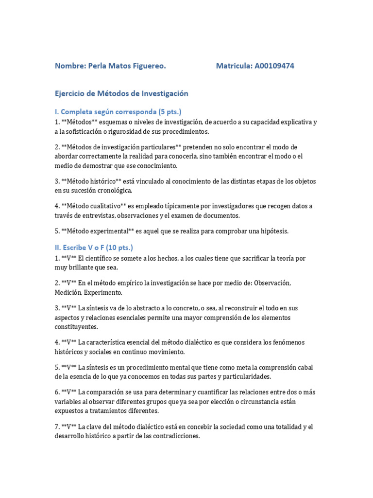 Autoevaluación Sobre Los Métodos | PDF | Método científico | Busqueda ...