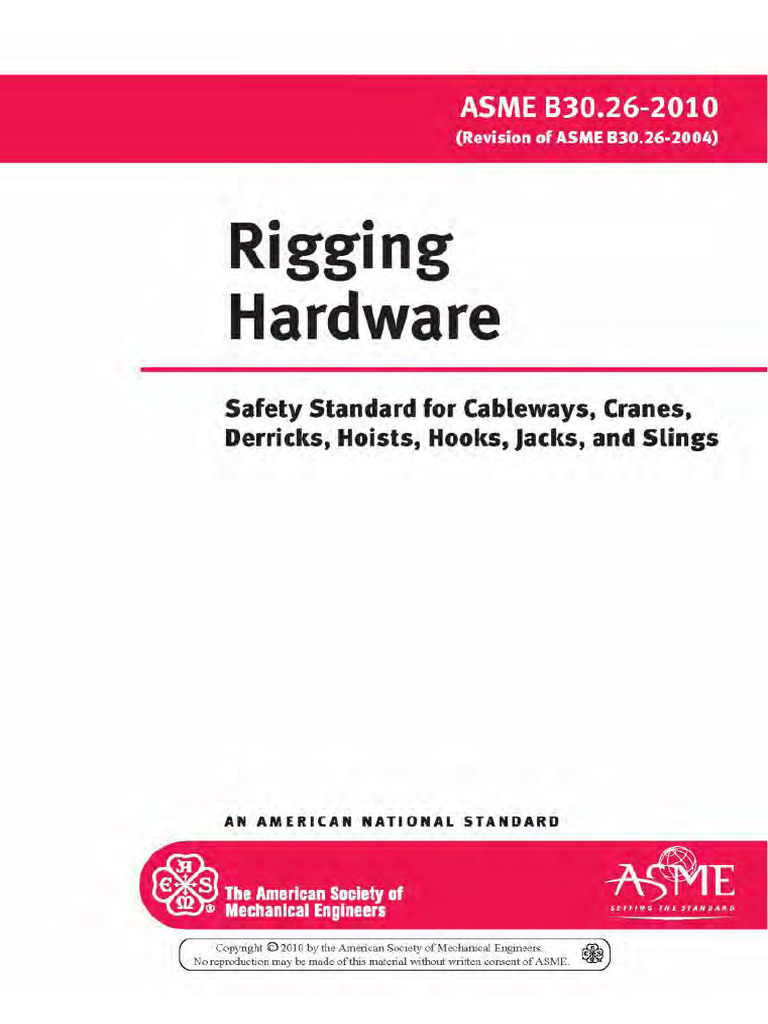 ASME B30.26-2010 Rigging Hardware | PDF | Crane (Machine) | Electrical Connector