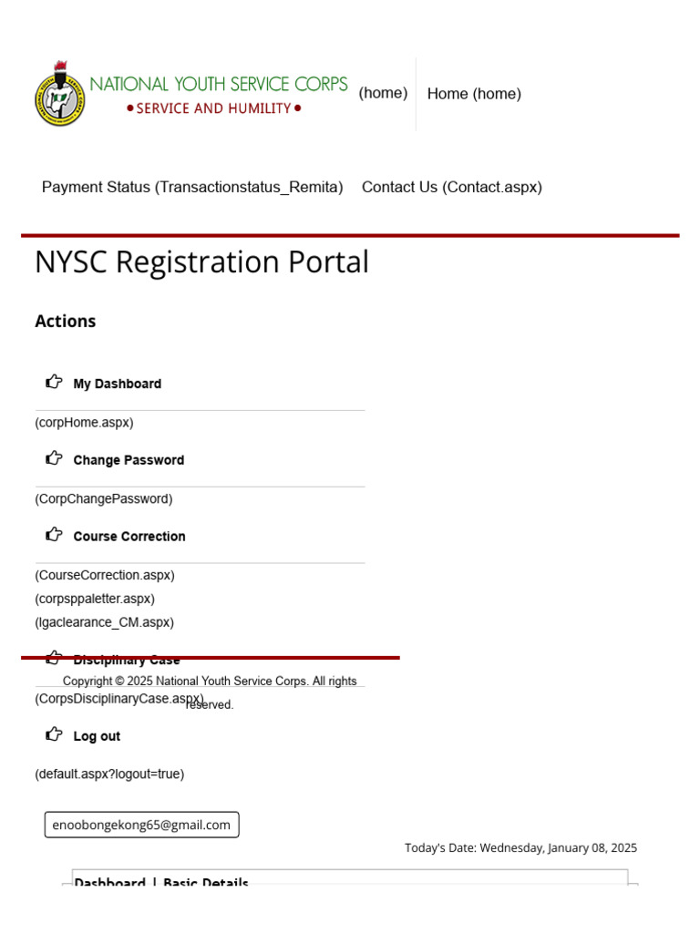 NYSC Portal Registration Guidelines | PDF