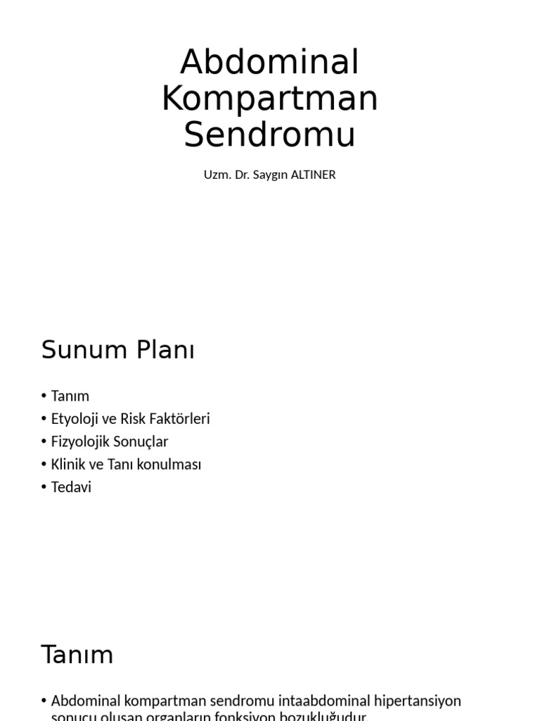 Abdominal Kompartman Sendromu | PDF