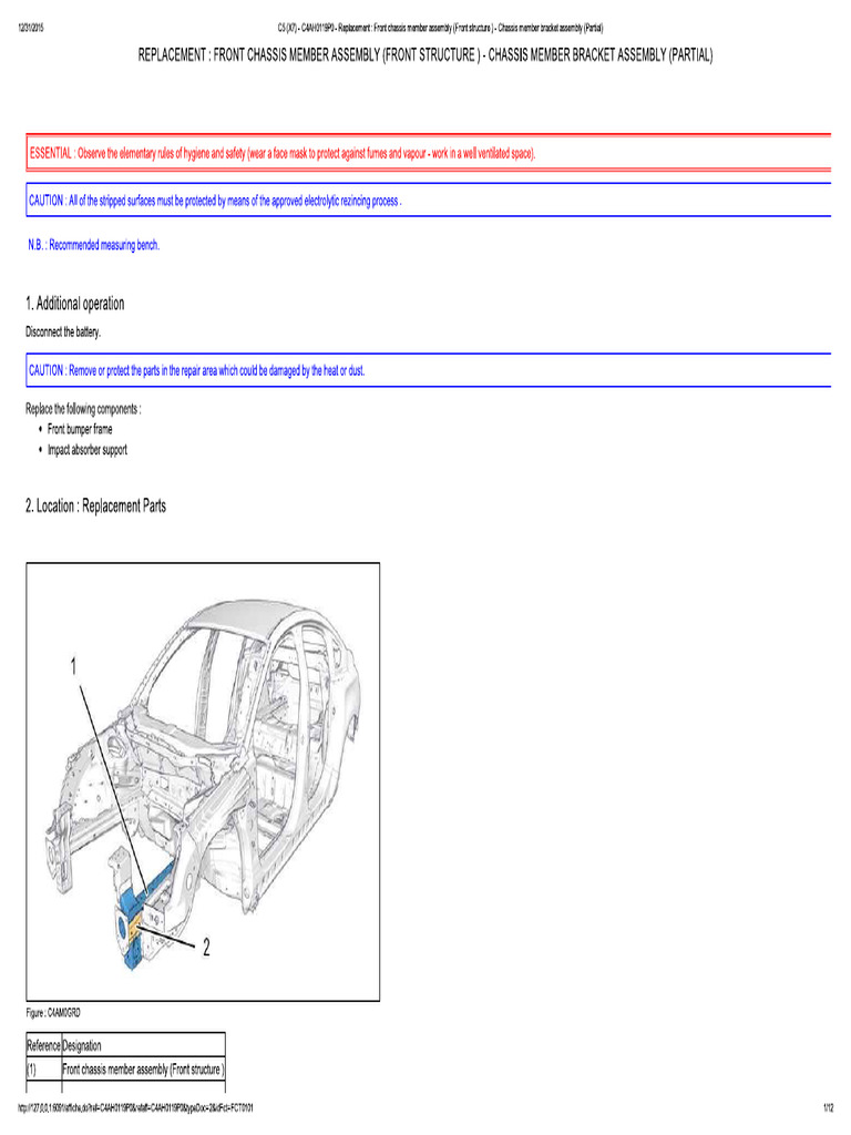 c5 (x7) - C4ah0119p0 - Replacement - Front Chassis Member Assembly ...